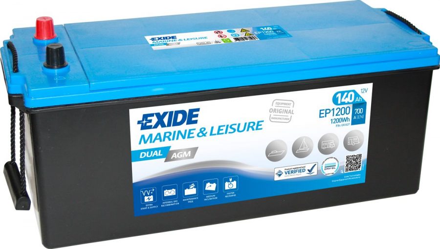 Exide Marine DUAL AGM EP1200 513x189x223 45kg | Batteryhouse – Testers ...