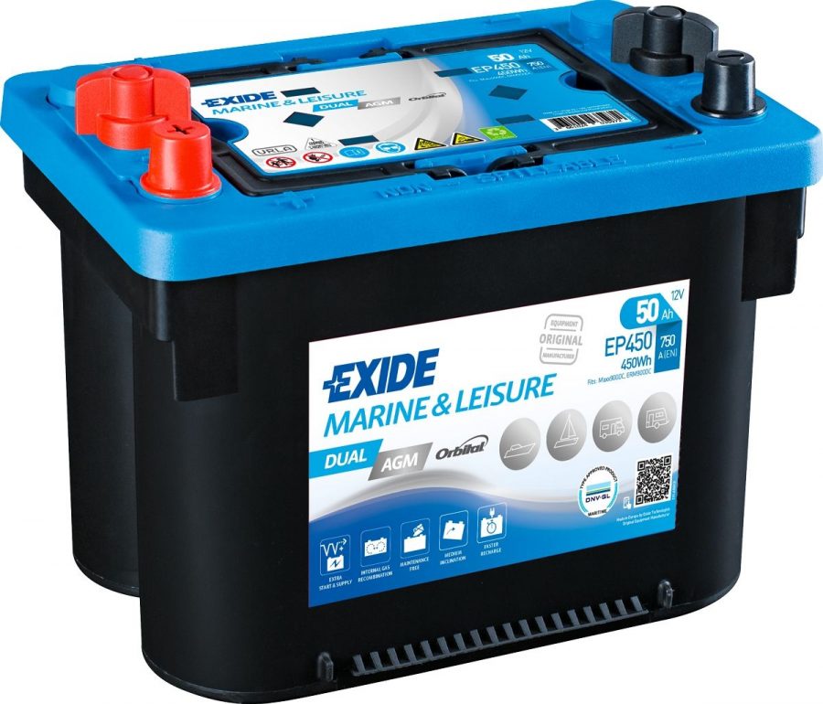Exide Marine DUAL AGM EP450 260x173x206 19kg | Batteryhouse – Testers ...